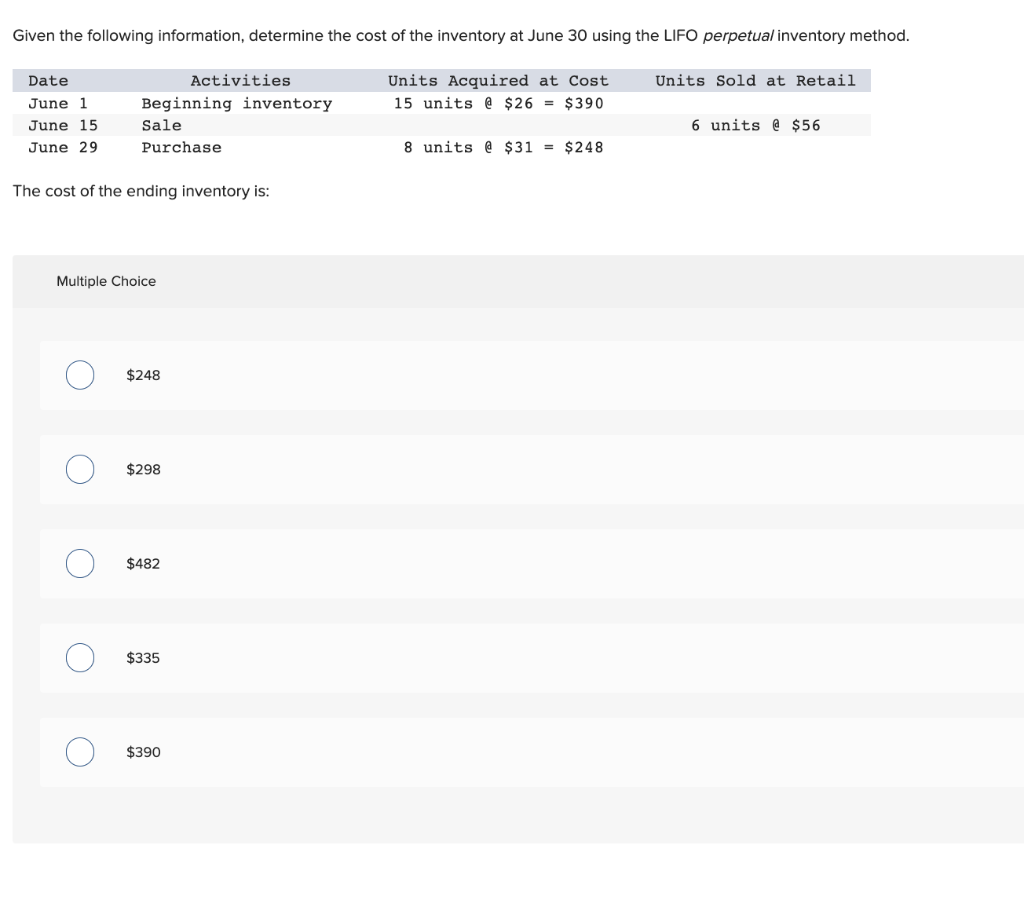Solved Given the following information, determine the cost | Chegg.com