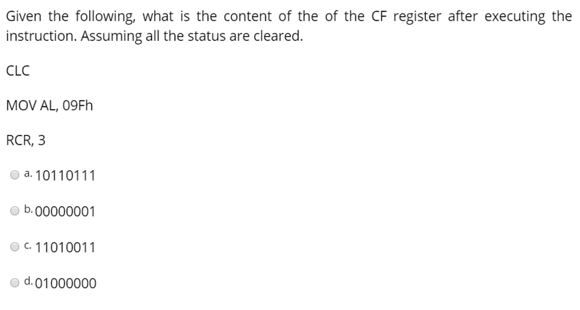 Solved Given the following, what is the content of the of | Chegg.com
