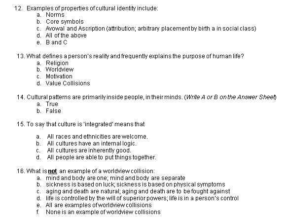 Solved 12. Examples of properties of cultural identity | Chegg.com