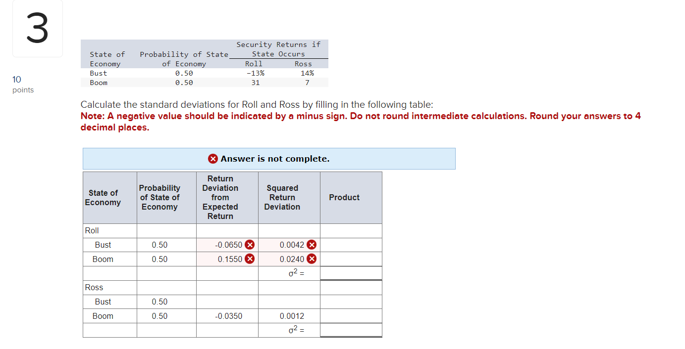 Solved Calculate the standard deviations for Roll and Ross | Chegg.com