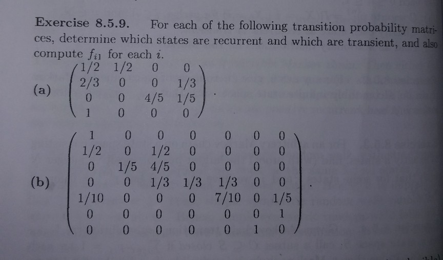 Solved Exercise 8.5.9. For each of the following transition | Chegg.com