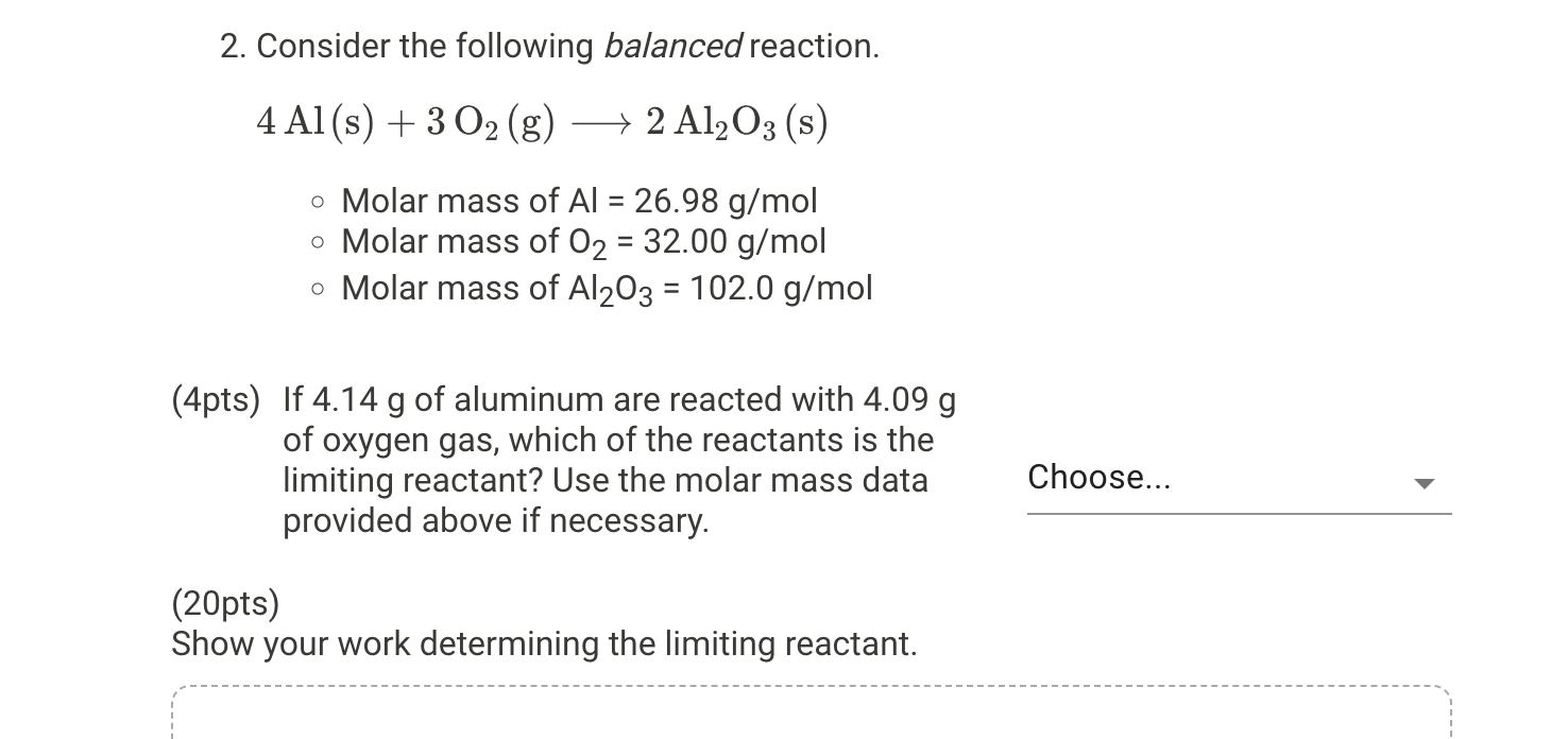 Solved 2. Consider the following balanced reaction. | Chegg.com