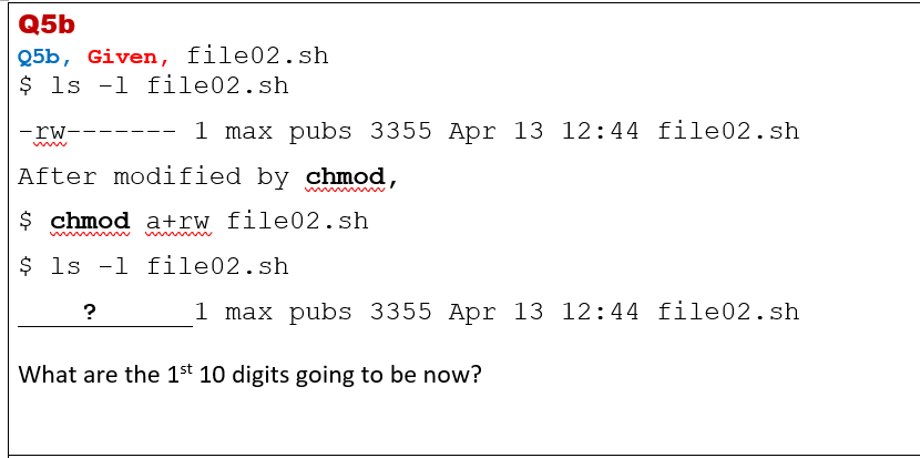Solved Regarding the file permissions, usually the 1st 10 | Chegg.com