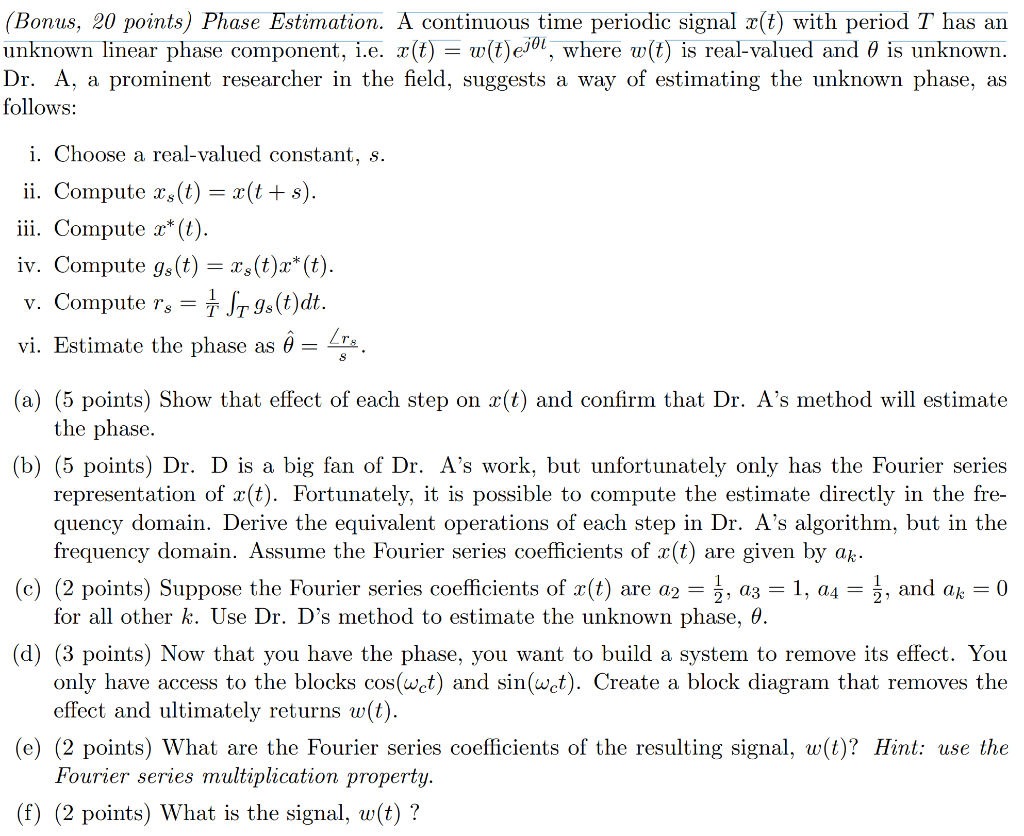 Solved A continuous time periodic signal x(t) with period T | Chegg.com