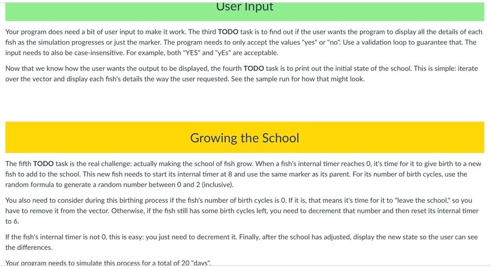 Solved School of Fish In this homework assignment, you will | Chegg.com