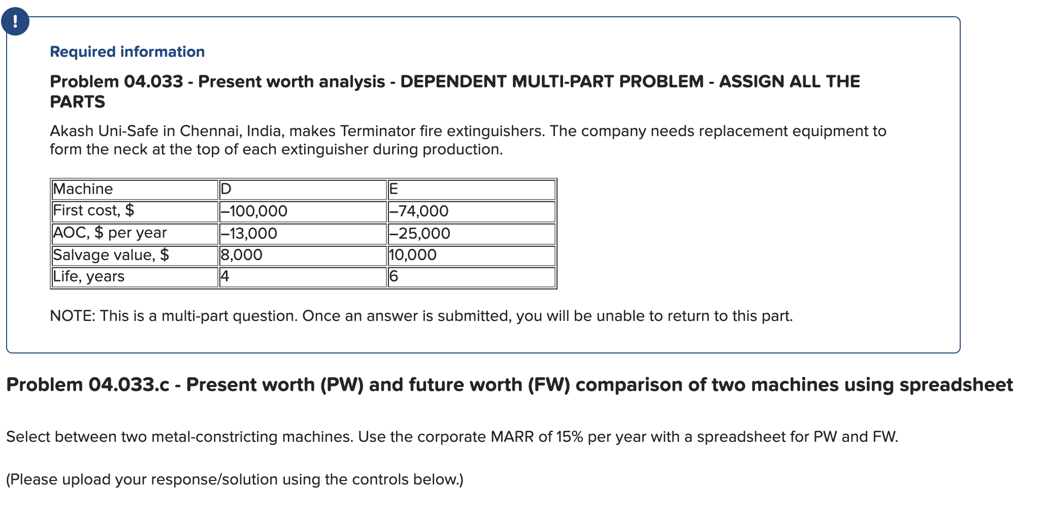 Solved Required information Problem 04.033 - Present worth | Chegg.com