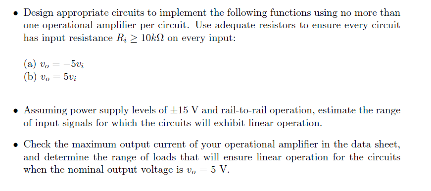 Solved • Design appropriate circuits to implement the | Chegg.com