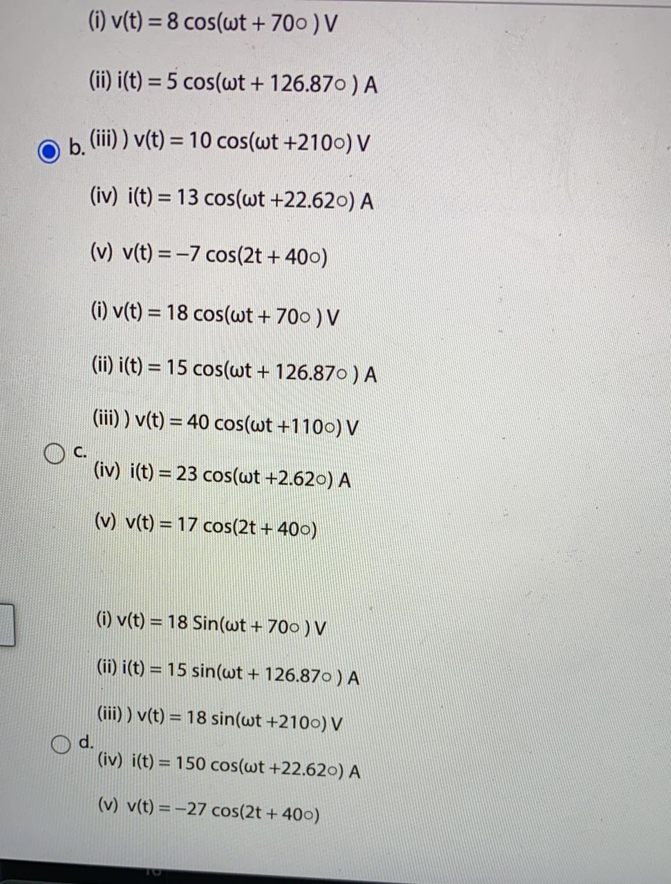 Solved Find the sinusoids represented by these phasors: (i) | Chegg.com