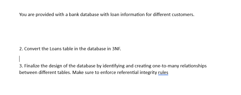 All Access Objects Tables Customers Loans LoanTypes | Chegg.com