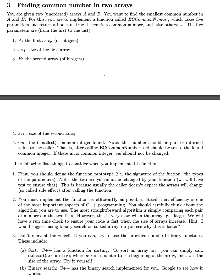 Solved 3 Finding common number in two arrays You are given | Chegg.com
