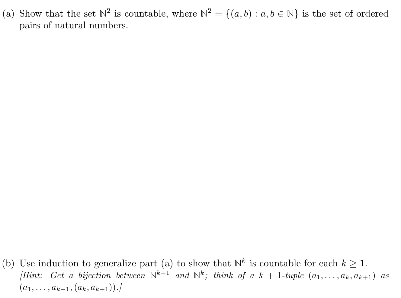 Solved (a) Show that the set N2 is countable, where N2 = | Chegg.com