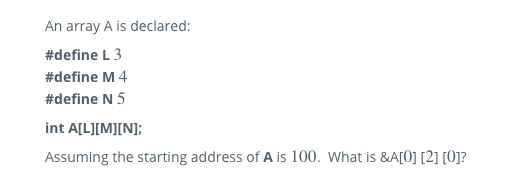 Solved An Array A Is Declared Define L3 Define M4 Define 