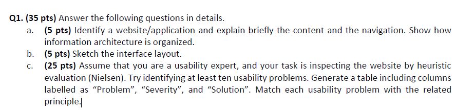 Solved Q1. (35 pts) Answer the following questions in | Chegg.com