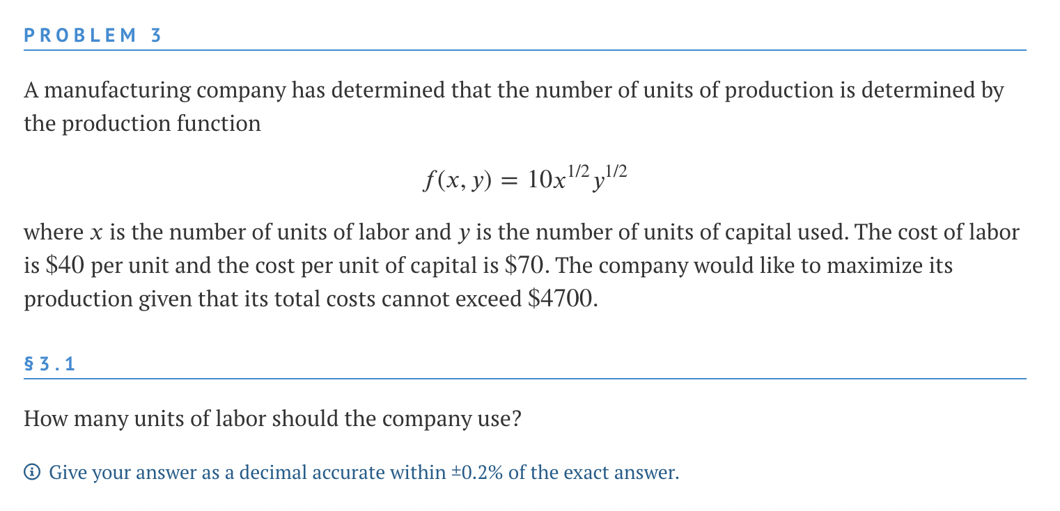 Solved A manufacturing company has determined that the | Chegg.com
