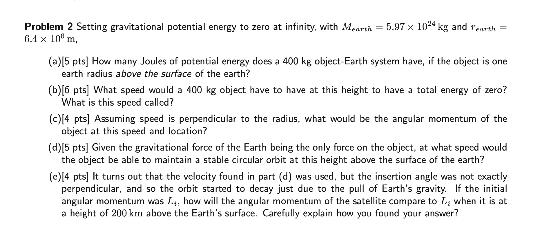 Solved Problem 2 Setting gravitational potential energy to | Chegg.com