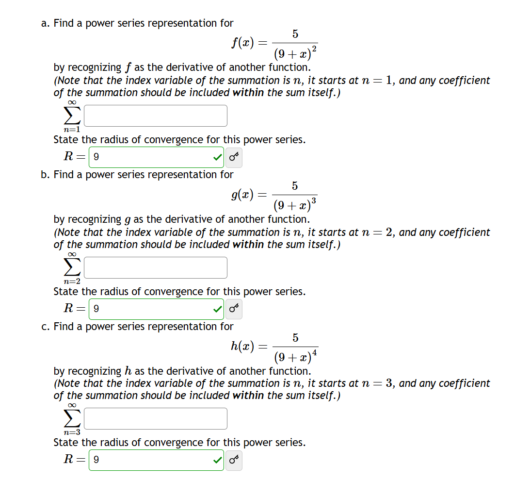 Solved a. ﻿Find a power series representation | Chegg.com