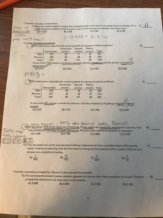 Solved Find the indicated complement 7) Based on | Chegg.com