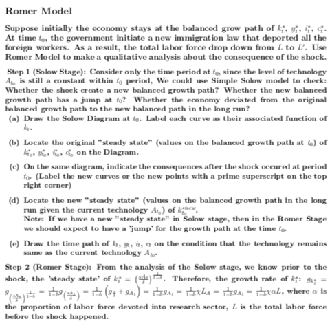 Solved Romer Model Suppose initially the economy stays at | Chegg.com