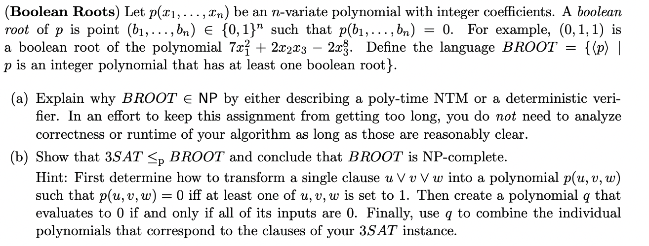 Solved (Boolean Roots) Let p(x1,…,xn) be an n-variate | Chegg.com