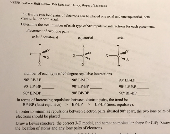 Solved VSEPR- Valence Shell Electron Pair Repulsion Theory, | Chegg.com