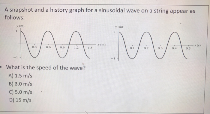 Solved A snapshot and a history graph for a sinusoidal wave | Chegg.com