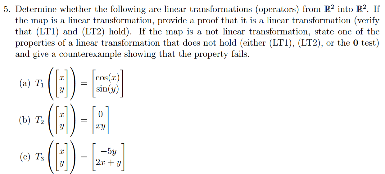Solved the 5. Determine whether the following are linear | Chegg.com