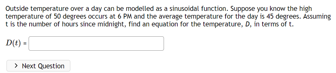 Solved Outside temperature over a day can be modelled as a | Chegg.com