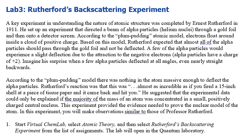 Lab3: Rutherford's Backscattering Experiment A key | Chegg.com