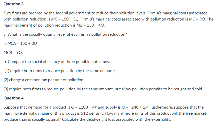 Solved Two firms are ordered by the federal government to | Chegg.com