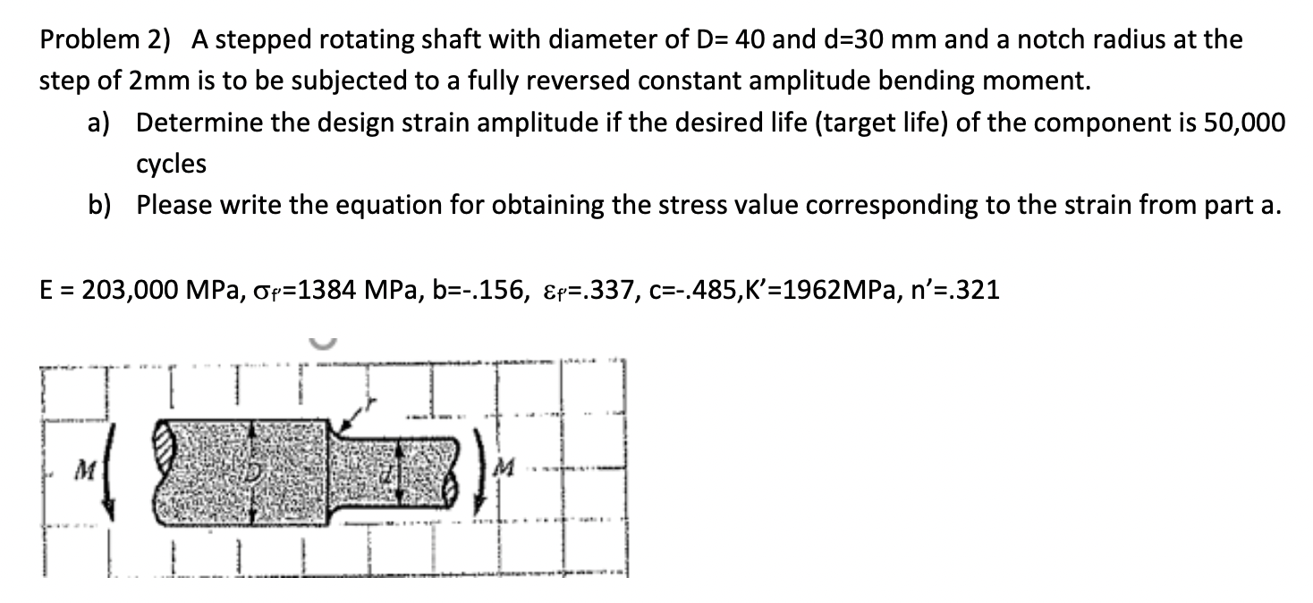 Solved Problem 2) A stepped rotating shaft with diameter of | Chegg.com