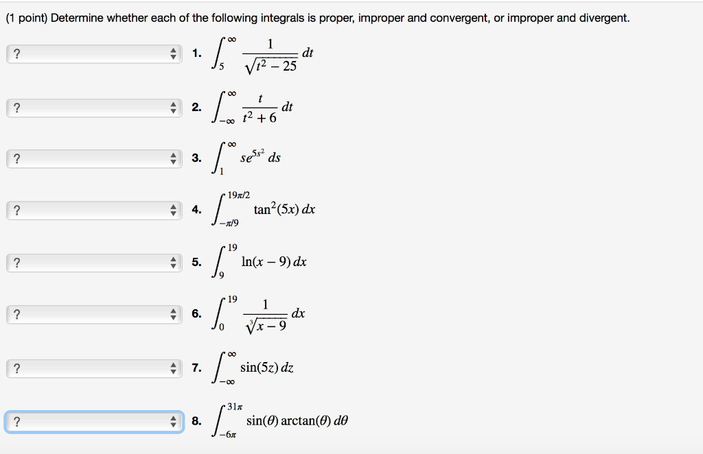 Solved (1 point) Determine whether each of the following | Chegg.com