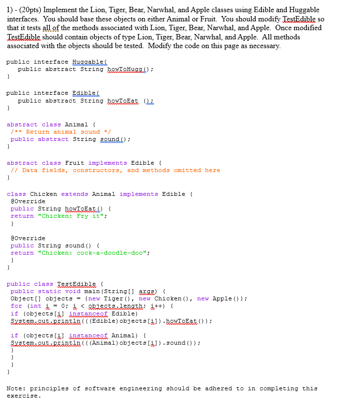 Solved public interface Huggable{ public abstract String | Chegg.com