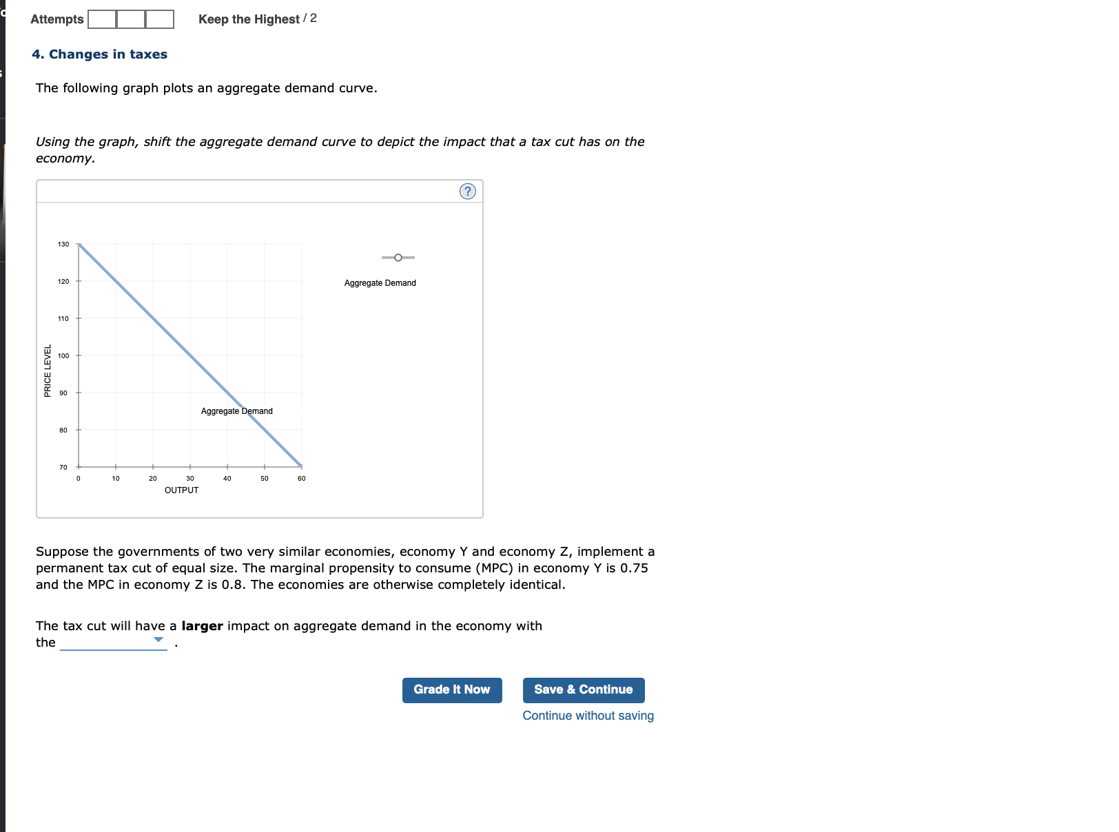 Solved 4. Changes in taxes The following graph plots an | Chegg.com