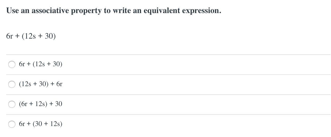Solved Use an associative property to write an equivalent | Chegg.com