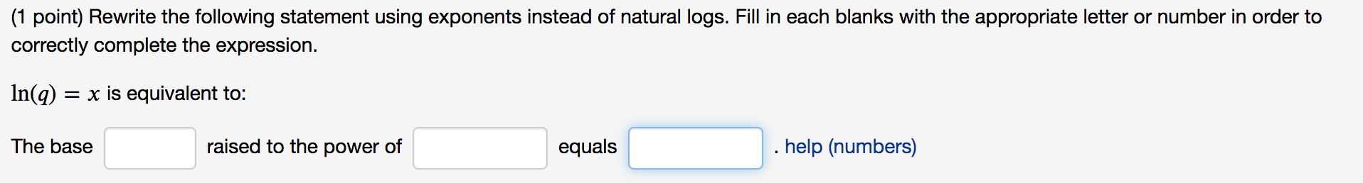 Solved (1 point) Rewrite the following statement using | Chegg.com