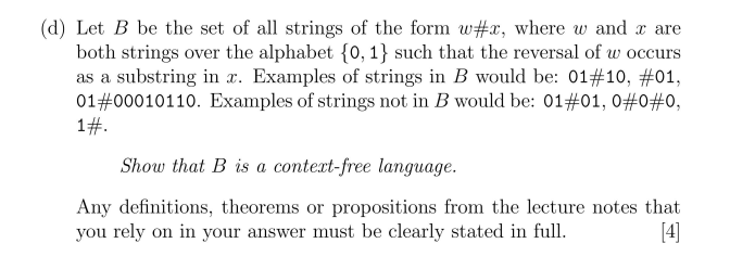 Solved (d) Let B be the set of all strings of the form w#x, | Chegg.com