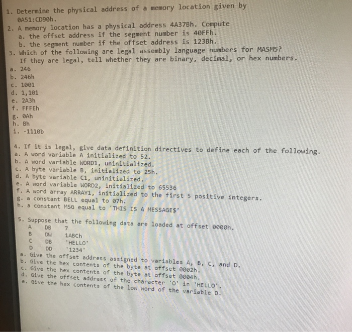 Solved 1 Determine The Physical Address Of A Memory