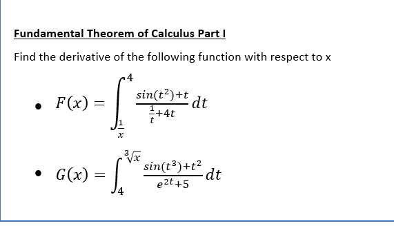 Solved Fundamental Theorem of Calculus Part IFind the | Chegg.com