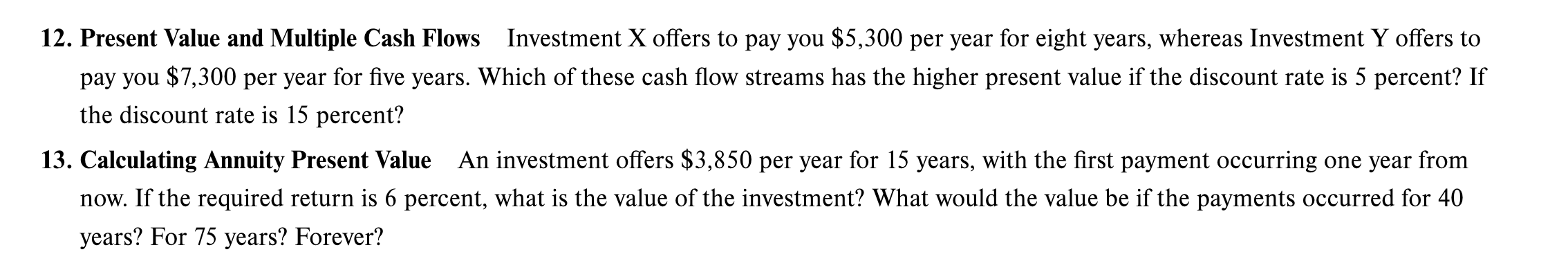 Solved 12. Present Value and Multiple Cash Flows Investment | Chegg.com