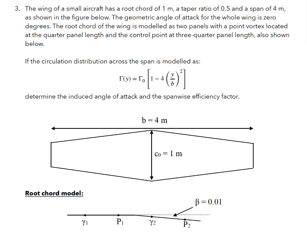 3. The wing of a small aircraft has a root chord of 1 | Chegg.com