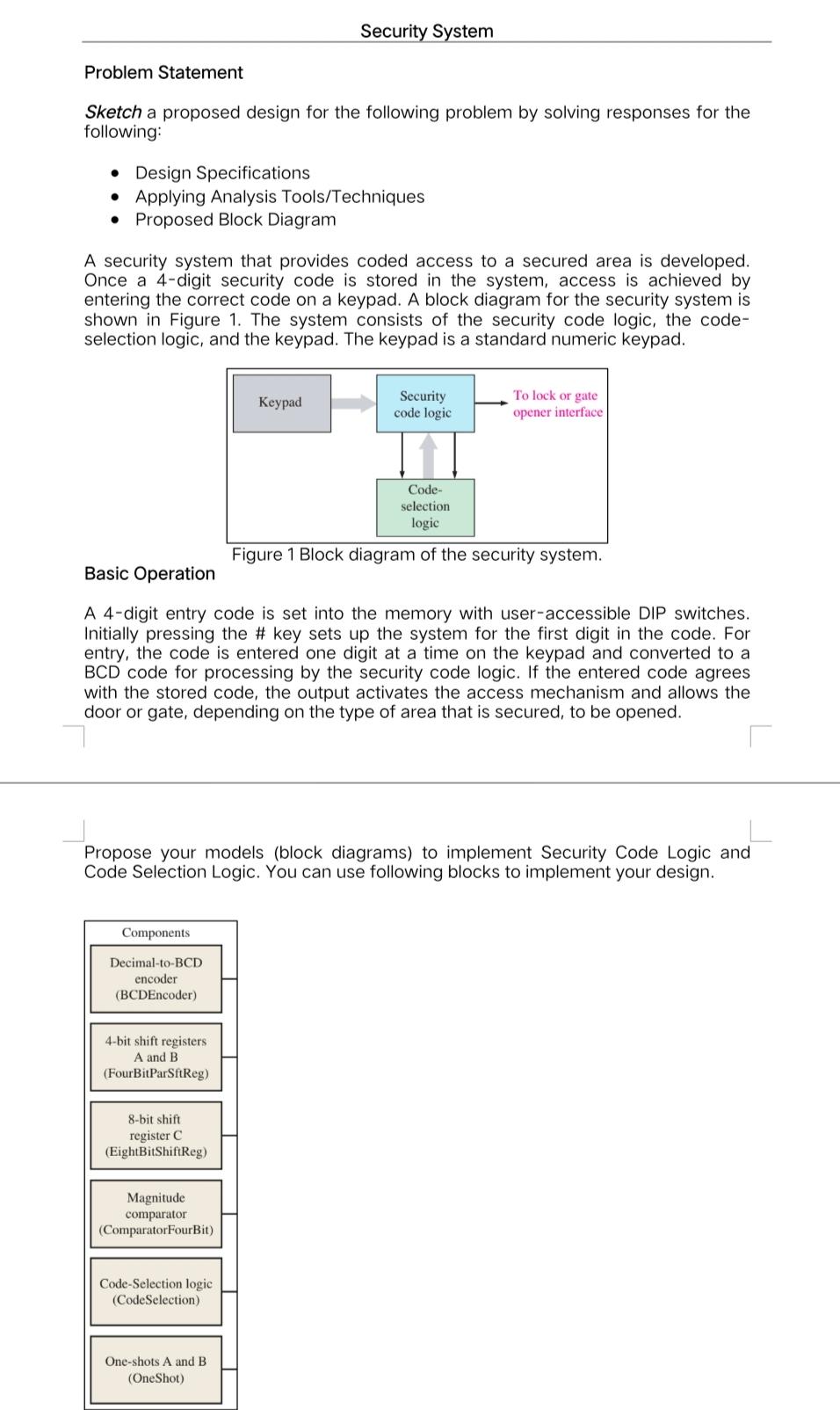 Problem Statement Sketch A Proposed Design For The