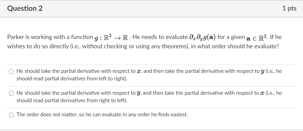 Solved Question 2 1 pts Parker is working with a function g: | Chegg.com