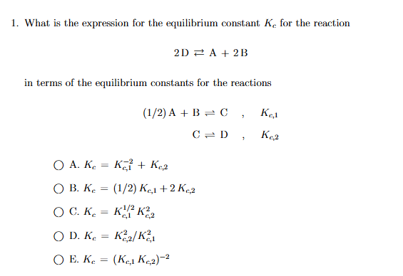 Solved What is ﻿the expression for the equilibrium constant | Chegg.com