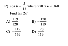 Solved 5 12) cos = - where 270 SA