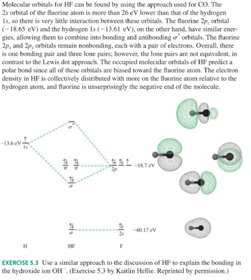 Solved Molecular orbitals for HF can be found by using the | Chegg.com