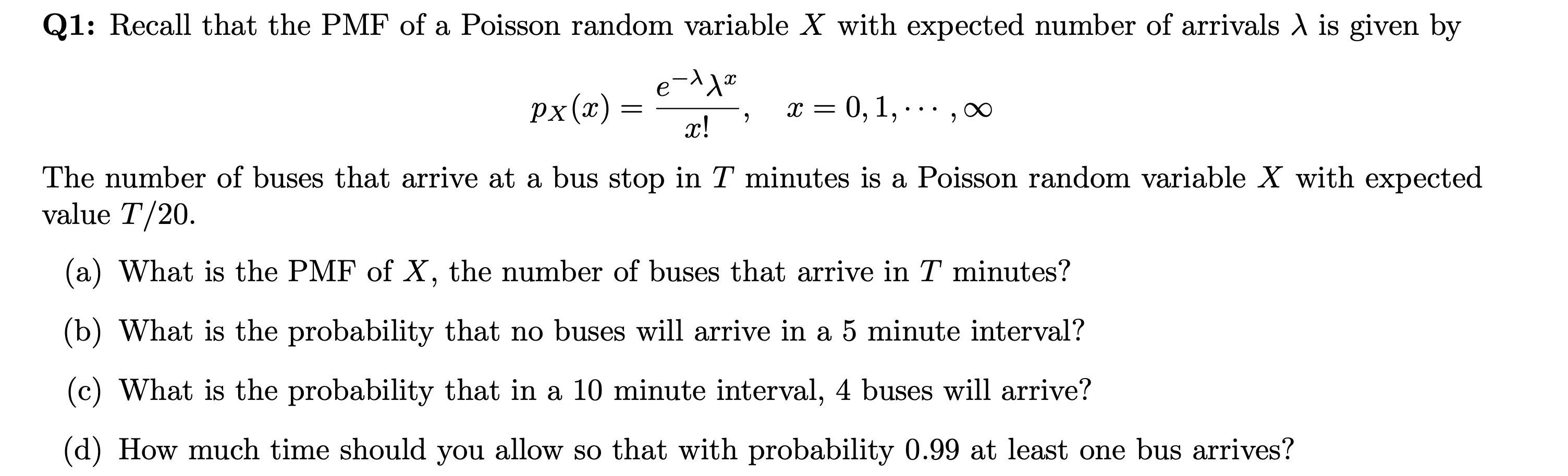 Solved Q1: Recall that the PMF of a Poisson random variable | Chegg.com