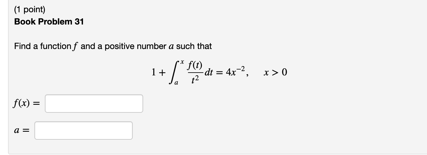 Solved (1 point) Book Problem 31 Find a function f and a | Chegg.com