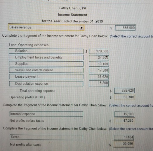 Solved Income statement preparation On December 31, 2019, | Chegg.com