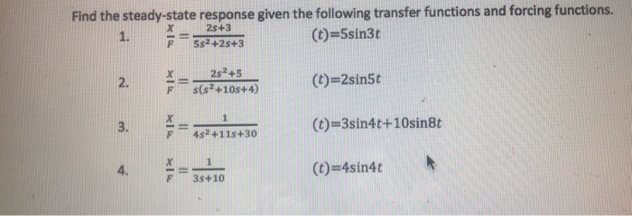 Solved Find the steady-state response given the following | Chegg.com
