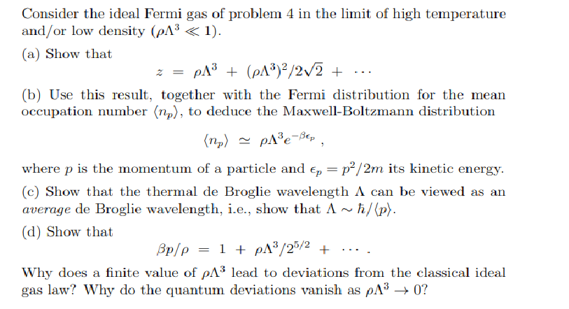 2 Consider the ideal Fermi gas of problem 4 in the | Chegg.com